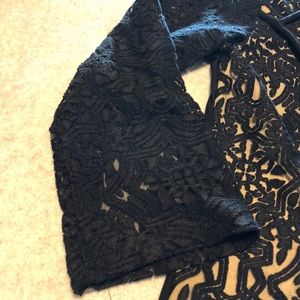 indigo Rose | Tops | Indigo Rose Lace Front Top With 34 Sleeves | Poshmark
